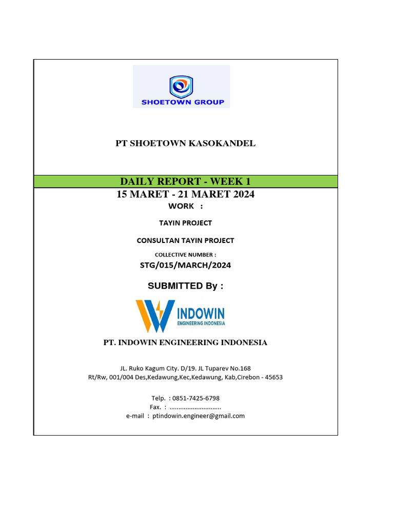 Daily & Weekly Report Hse Project Tayin 15 - 21 Maret 2024 | PDF ...