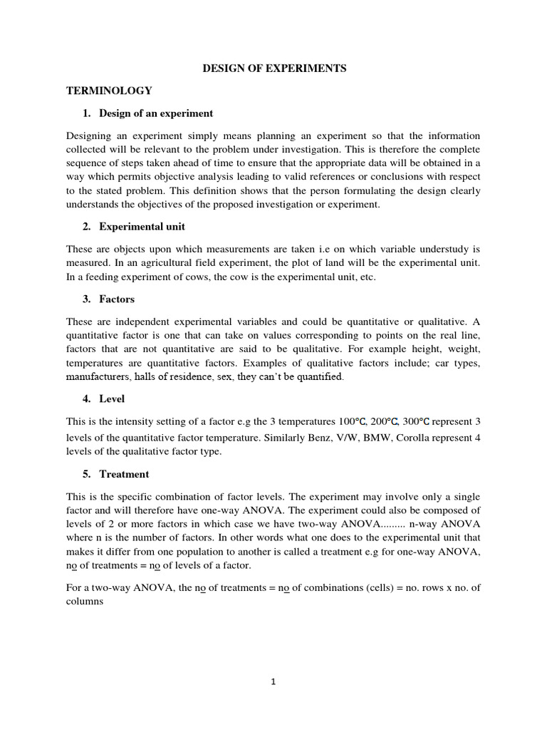 Design of Experiments | PDF | Experiment | Analysis Of Variance