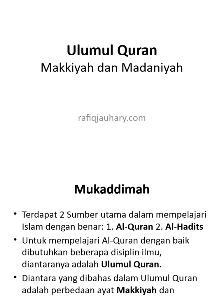 Makkiyah dan Madaniyah dalam Al-Quran | PDF