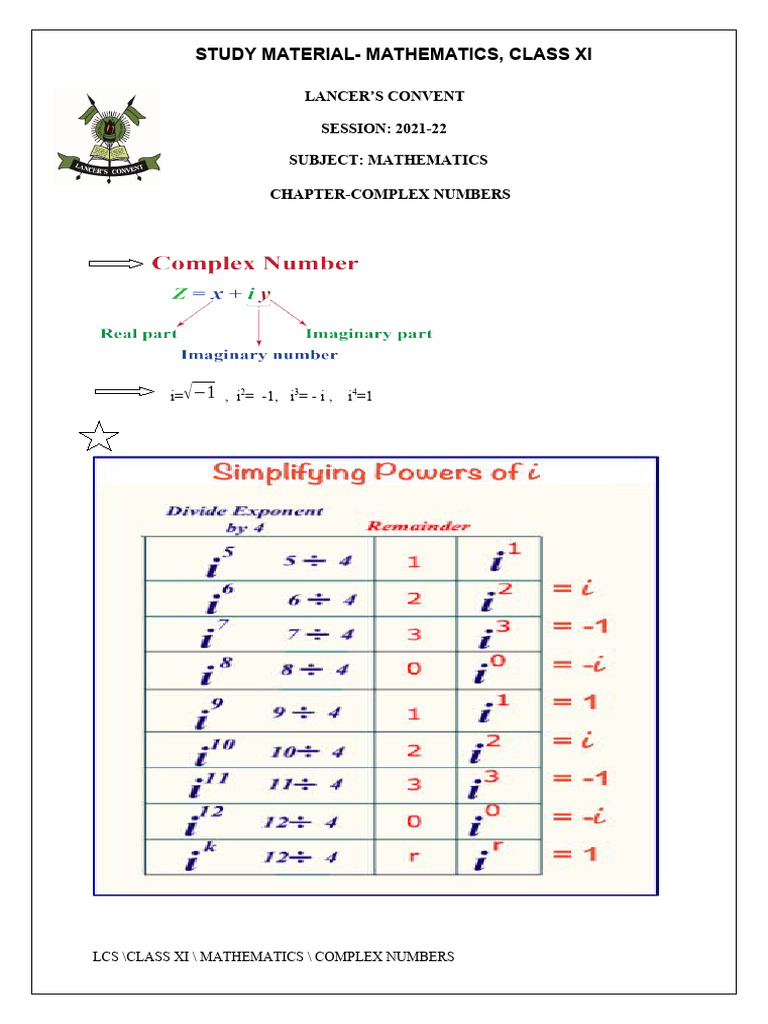 SM_COMPLEX NUMBERS CLASS XI | Download Free PDF | Complex Number | Mathematical Objects