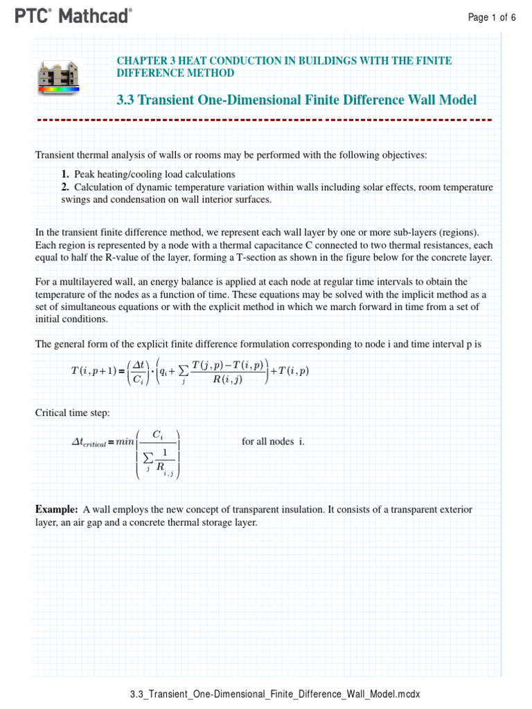 3 3 Transient One Dimensional Finite Difference Wall Model Pdf