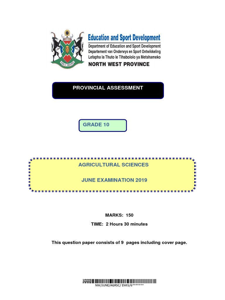 Agricultural Sciences GR 10 Paper | PDF | Sheep | Cattle