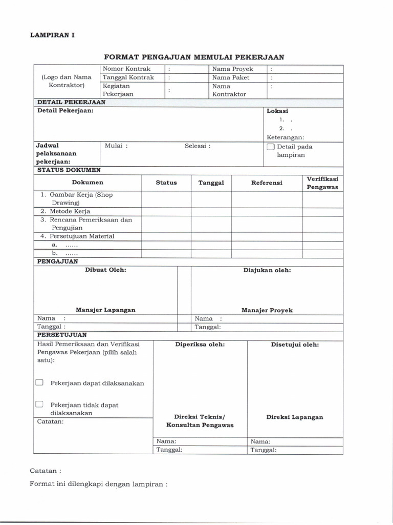 Format mulai pekerjaan | PDF