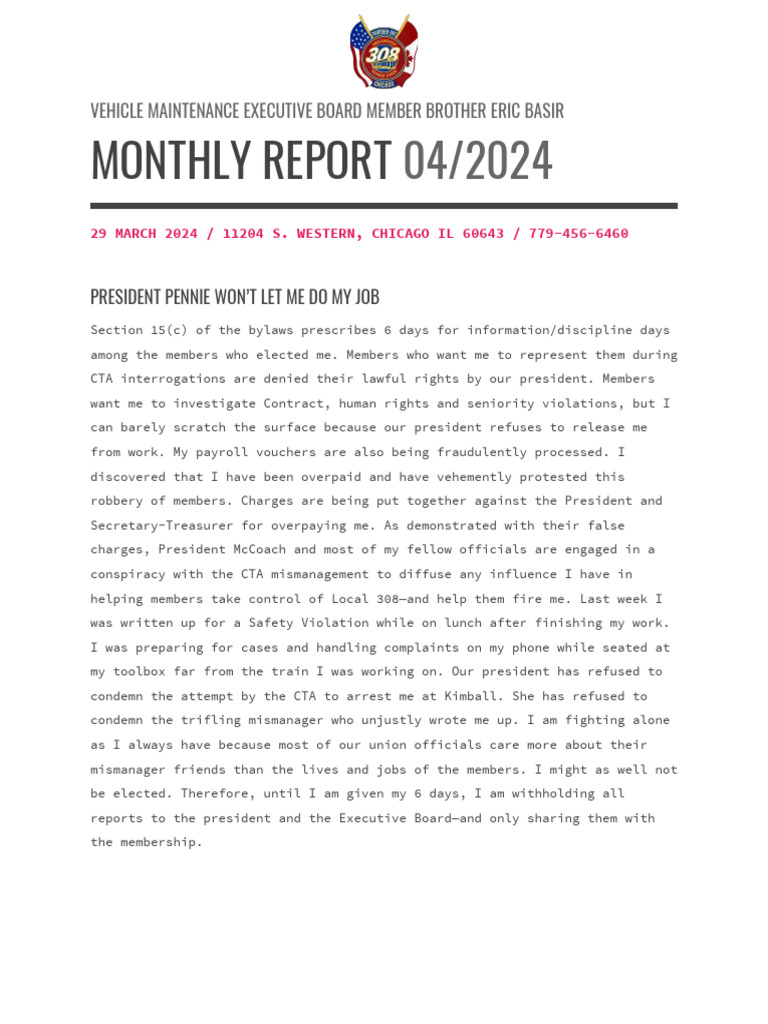 2024 04 Report For Board | PDF