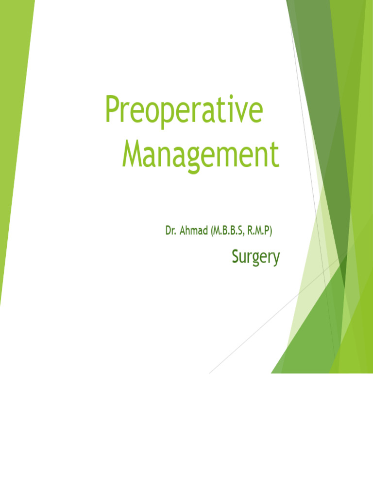 Lecture 2-Pre-Operative Management | PDF | Myocardial Infarction | Heart