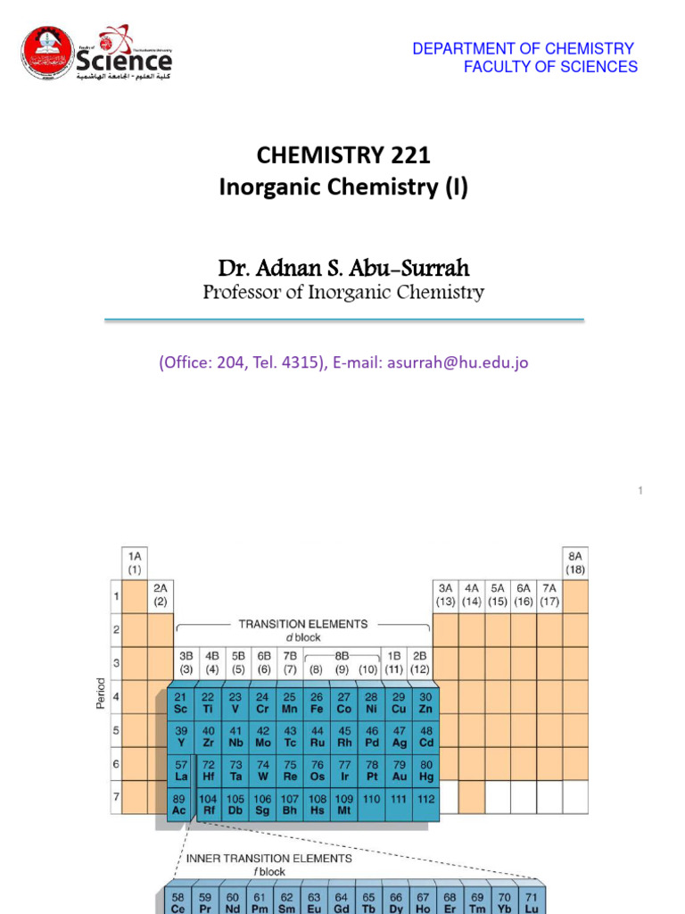 Chapter - 1 - Introduction To Inorganic Chemistry-CHEM - 221 | PDF ...