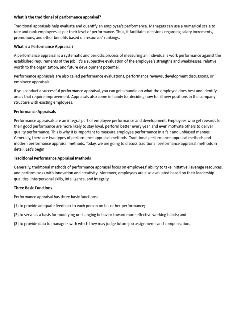 Common Traditional of Performance Appraisal | PDF | Performance ...