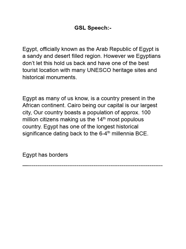 GSL Speech: | Download Free PDF | Blockade Of The Gaza Strip | Gaza Strip