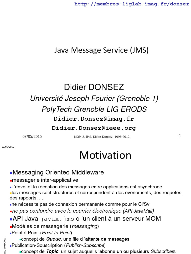 Introduction à Java Message Service (JMS) | PDF | Middleware ...