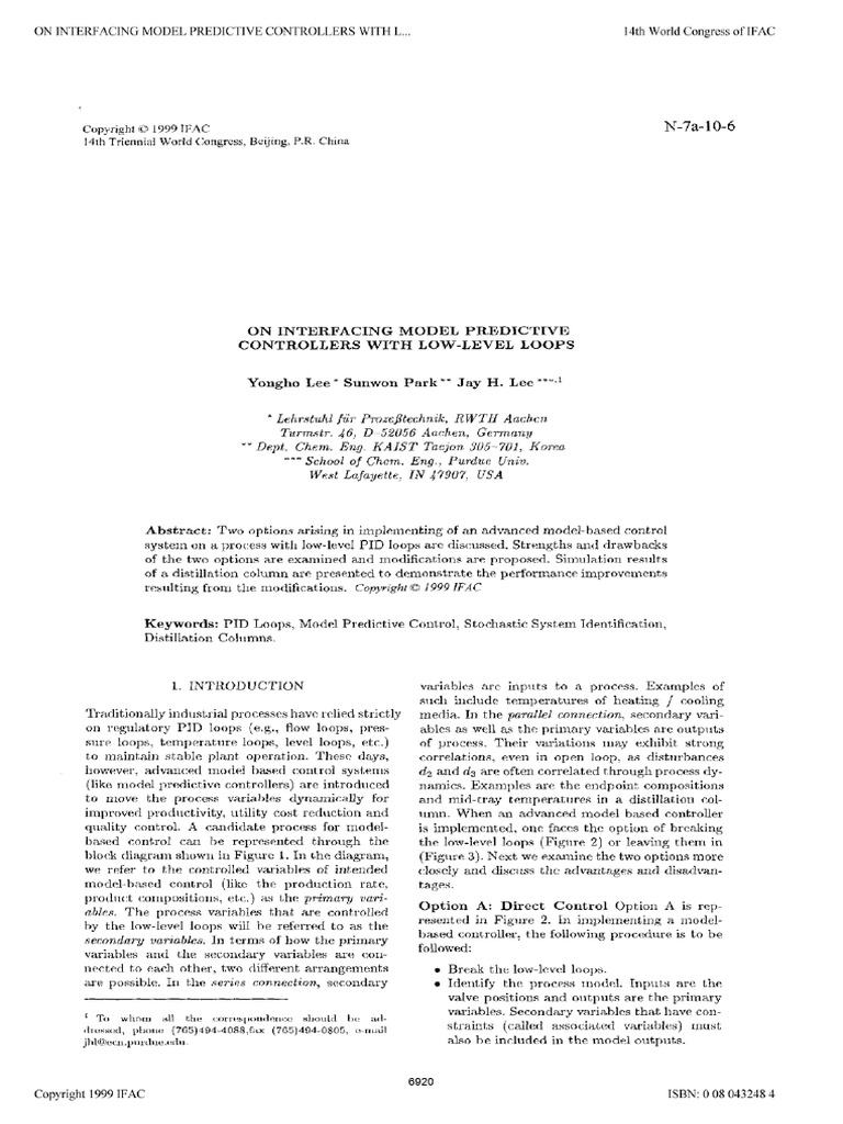 Interfacing MPC With Low Level Loops | PDF | Feedback | Control Theory