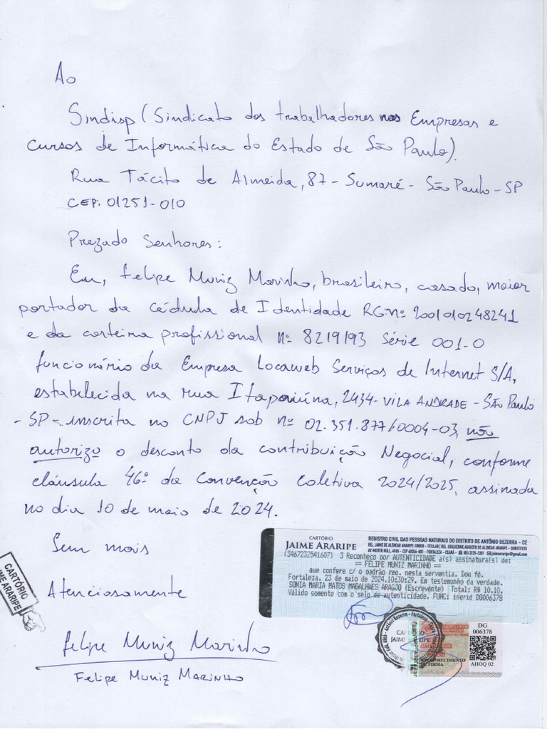 Carta Sindicato | PDF