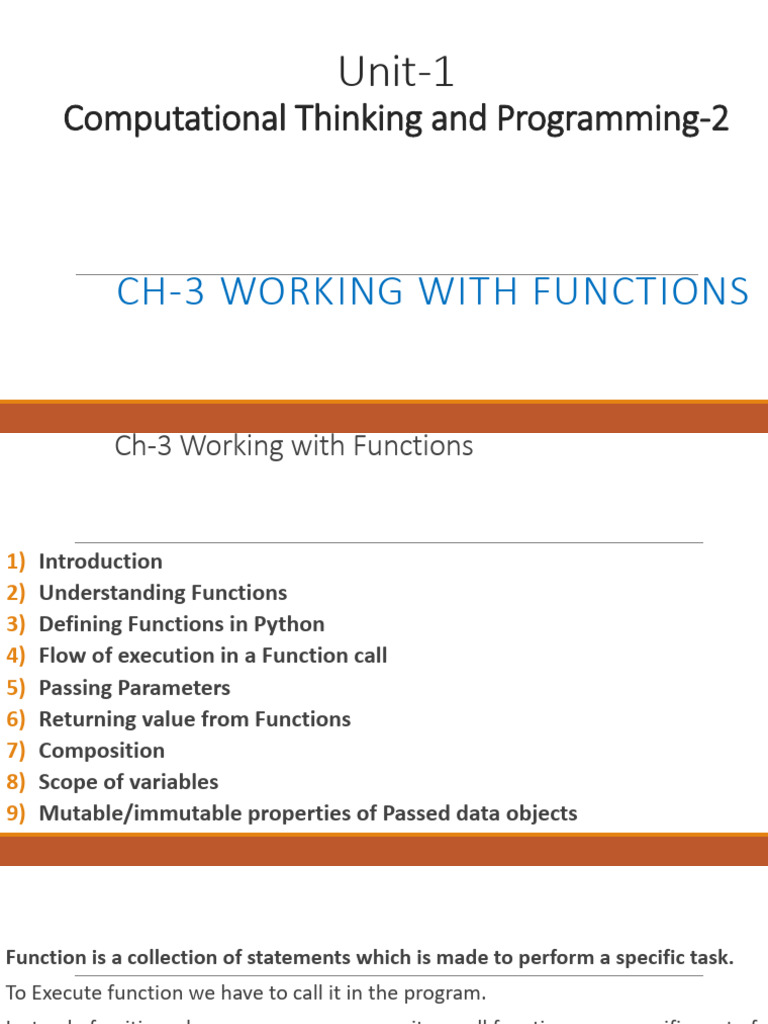 12th Cs ch-3 Working With Functions | PDF | Parameter (Computer Programming) | Computer Program
