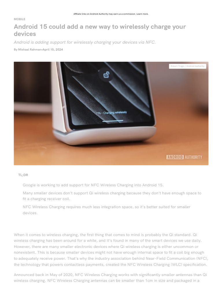 Android 15 Could Add A New Way To Wirelessly Charge Your Devices | PDF ...