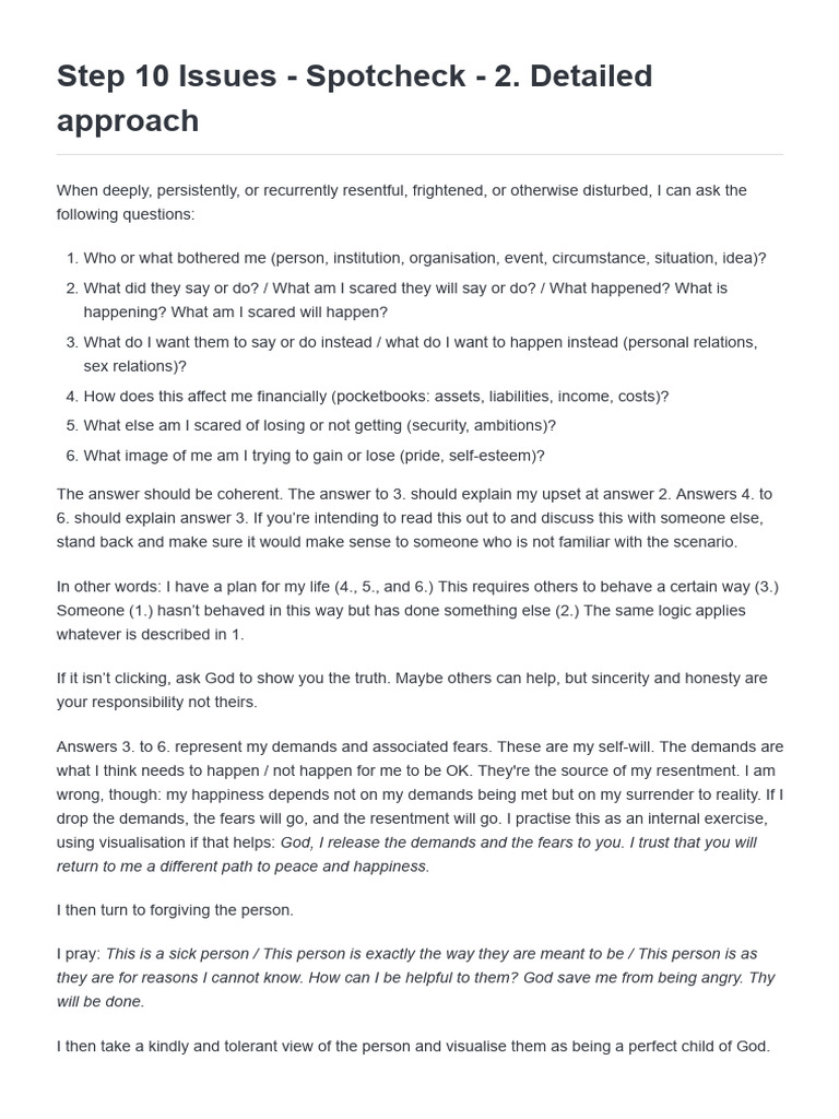 Step 10 Issues - Spotcheck - 2. Detailed Approach | PDF
