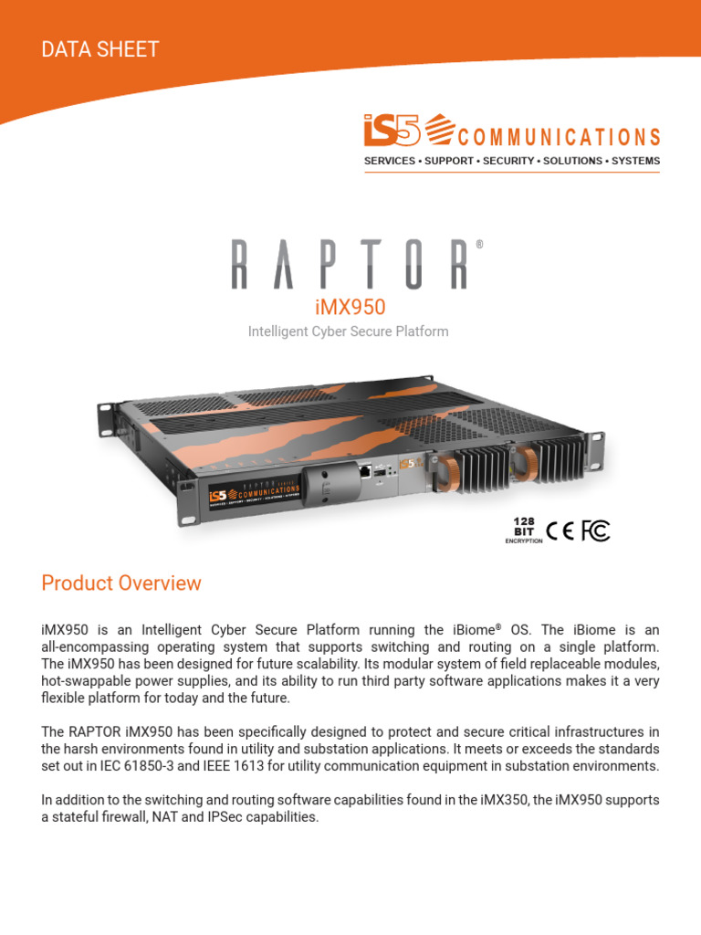 Imx950 Raptor Datasheet Id 4244429 1 | PDF | Ip Address | Network Switch