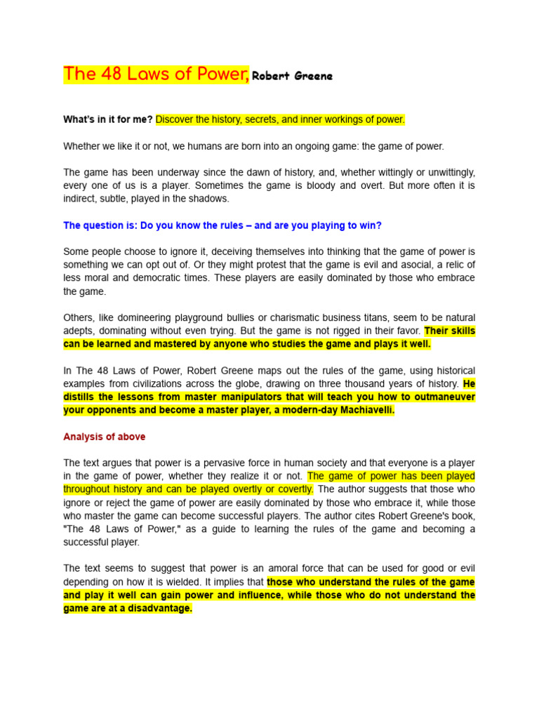 The 48 Laws of Power by Rober Greene | PDF | Lord Byron