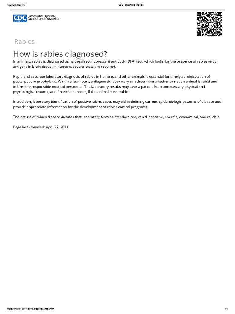 CDC - Diagnosis- Rabies | PDF