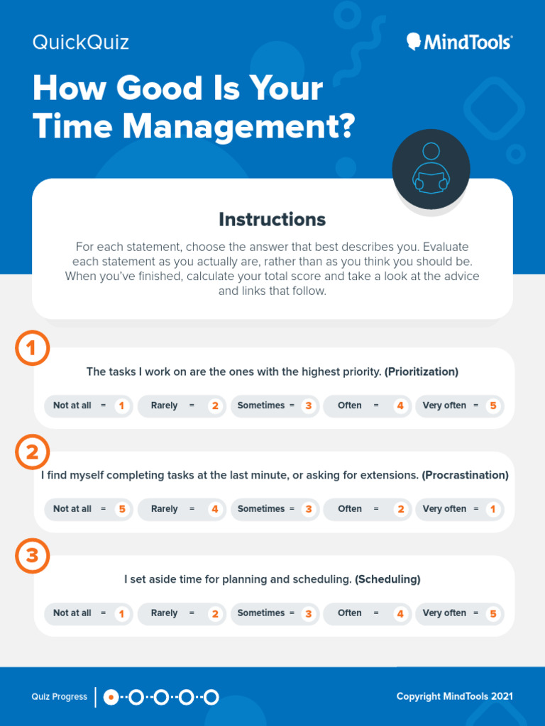 Time Management Quiz Assessment | PDF | Time Management | Professional ...