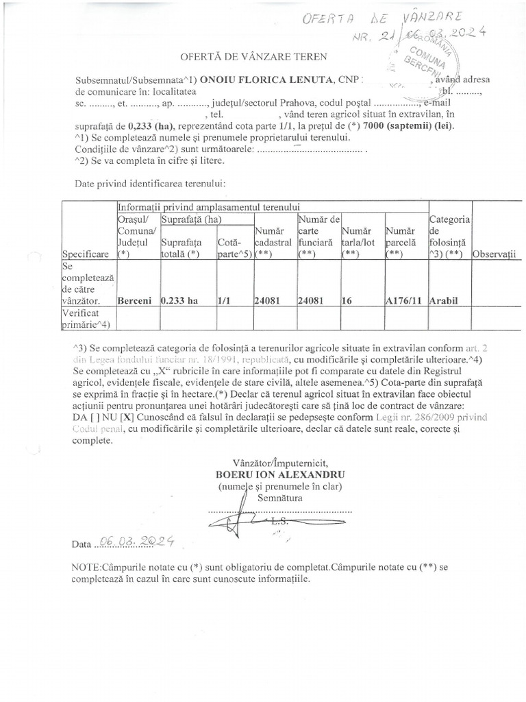 Oferta Vanzare Teren 21 | PDF