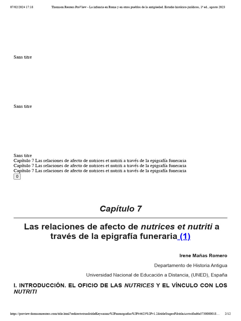 Vínculos entre nutrices y nutriti en Roma | PDF