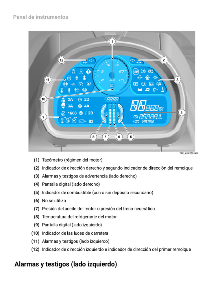 Panel de Instrumentos: Funciones y Alarmas | PDF | Presión | Motores