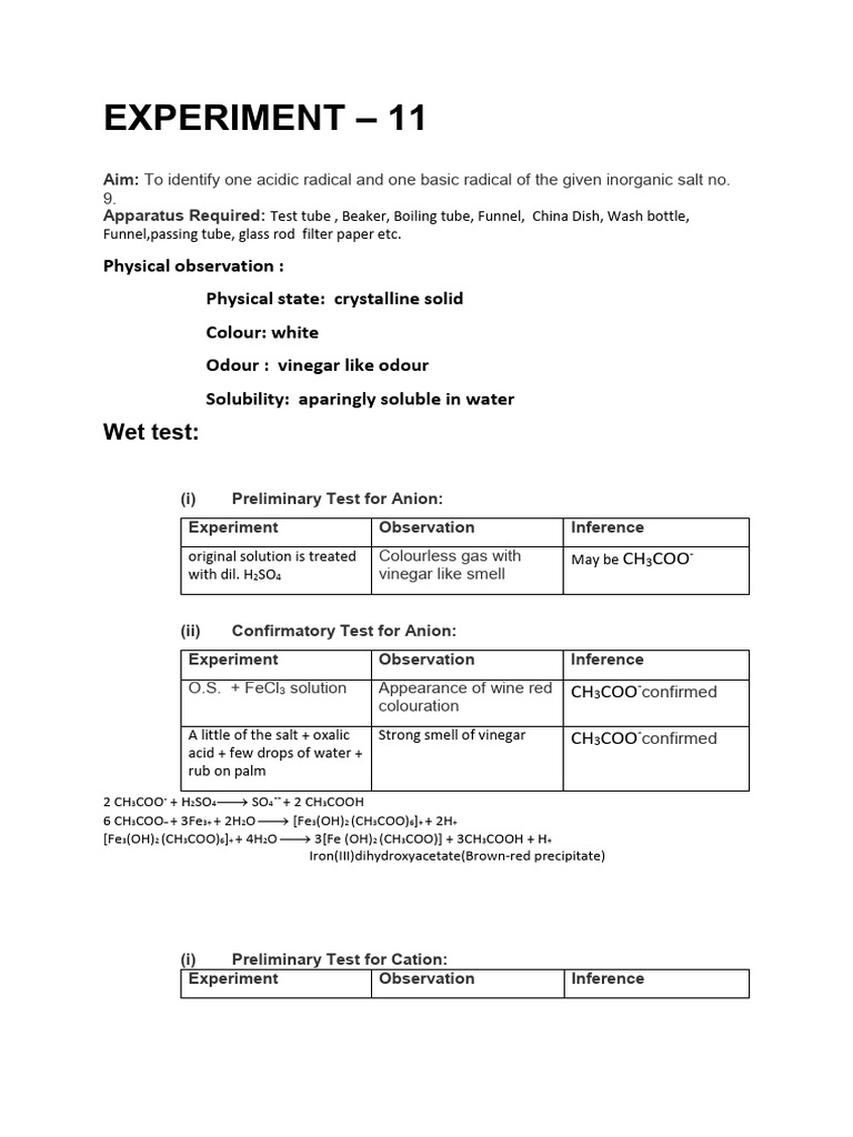 EXPERIMENT_11 | PDF | Ammonium | Chemical Substances