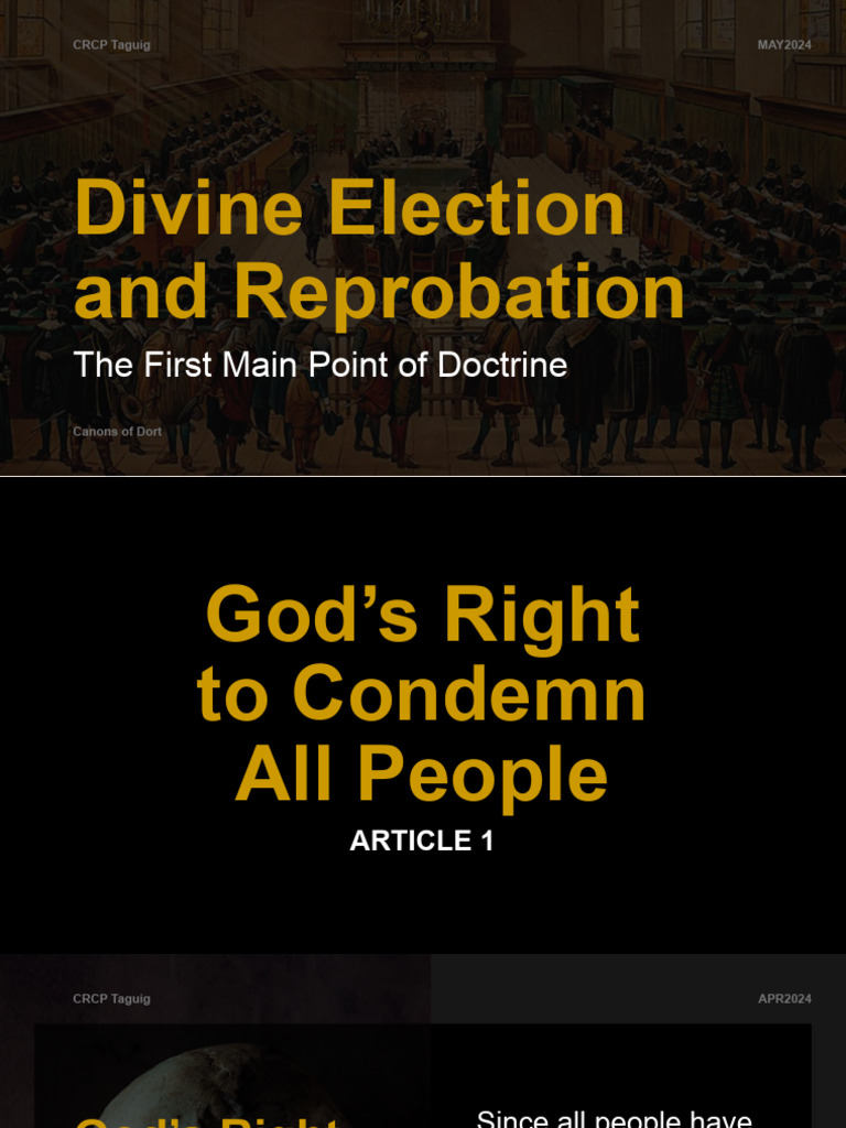 Canons of Dort: Divine Election | PDF | Assurance (Theology) | Grace In ...