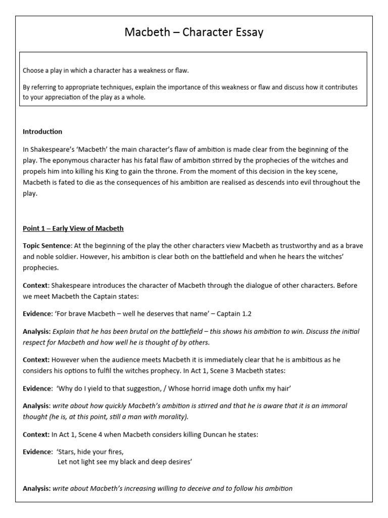 Macbeth Essay Plan | PDF | Macbeth