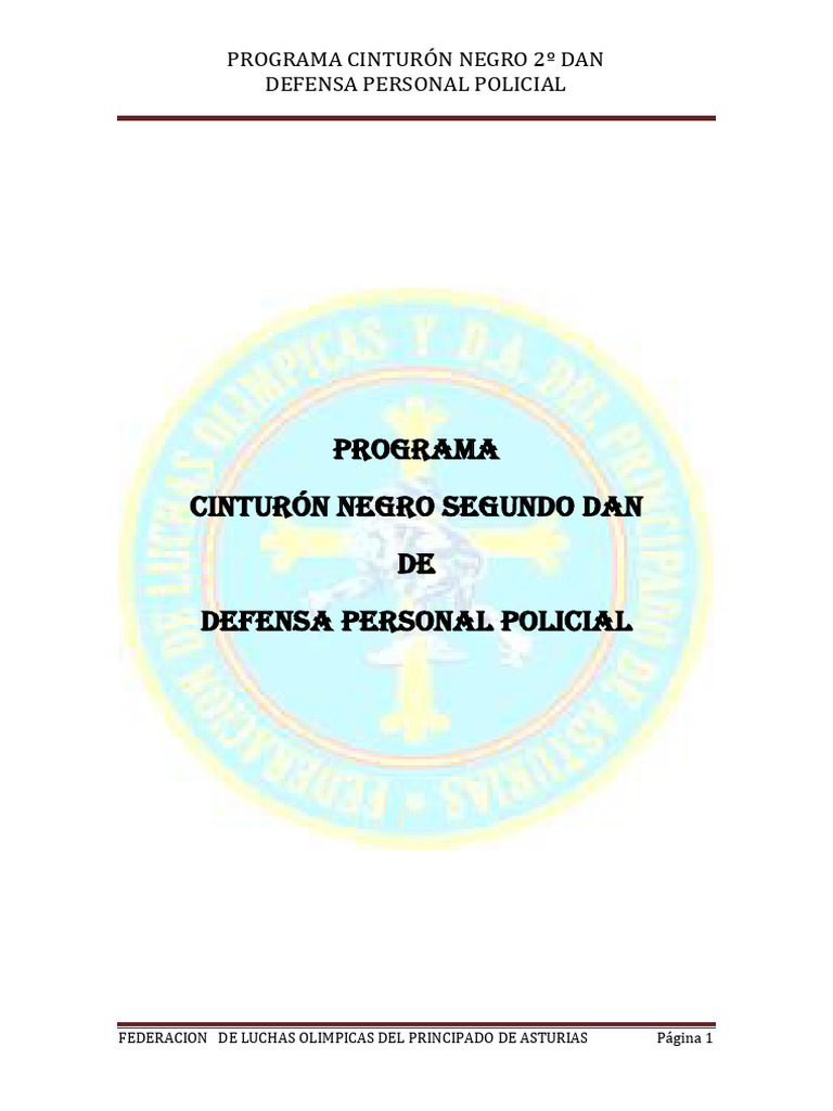 Programa Cinturón Negro Segundo Dan Defensa Personal Policial | PDF ...