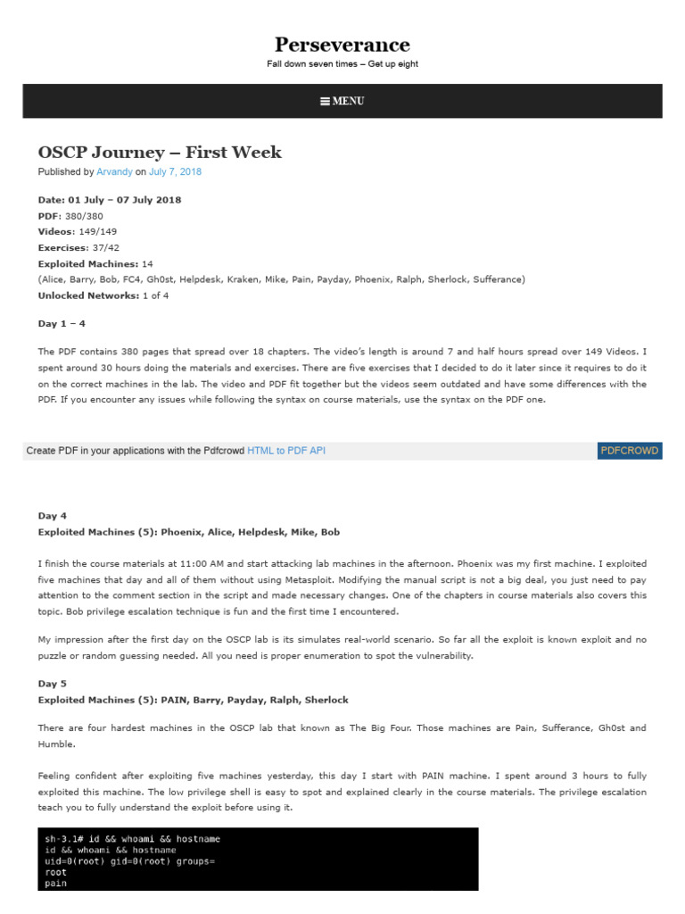 Arvandy Com Oscp First Week | PDF | Exploit (Computer Security) | Computing