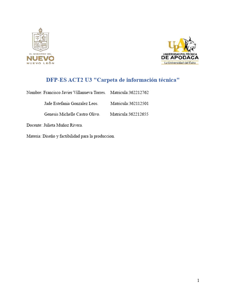 DFP-ES ACT2 U3 Carpeta de Información Técnica | PDF | Sofá | Diseño