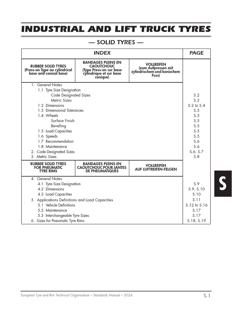 Etrto SM 2024 Index Solid Tyres | PDF | Tire | Transportation Engineering