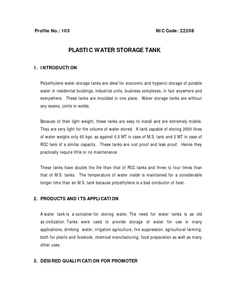 Plastic Water Storage Tank | PDF