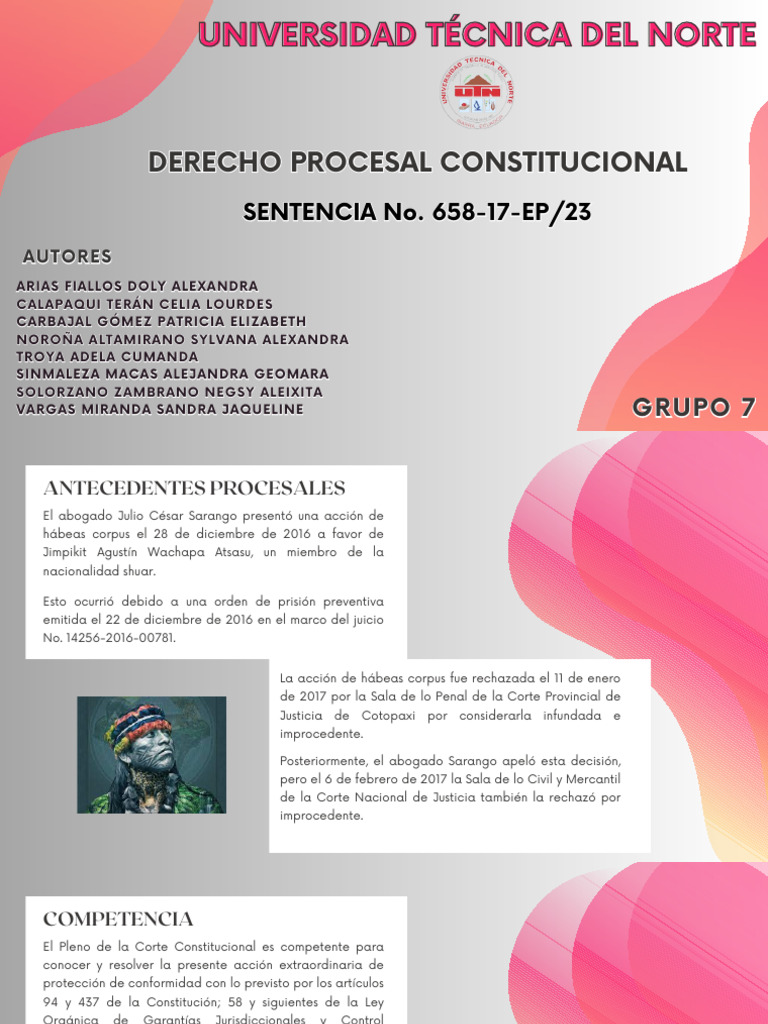 SENTENCIA No. 658-17-EP23 | PDF | Habeas corpus | Sentencia (ley)
