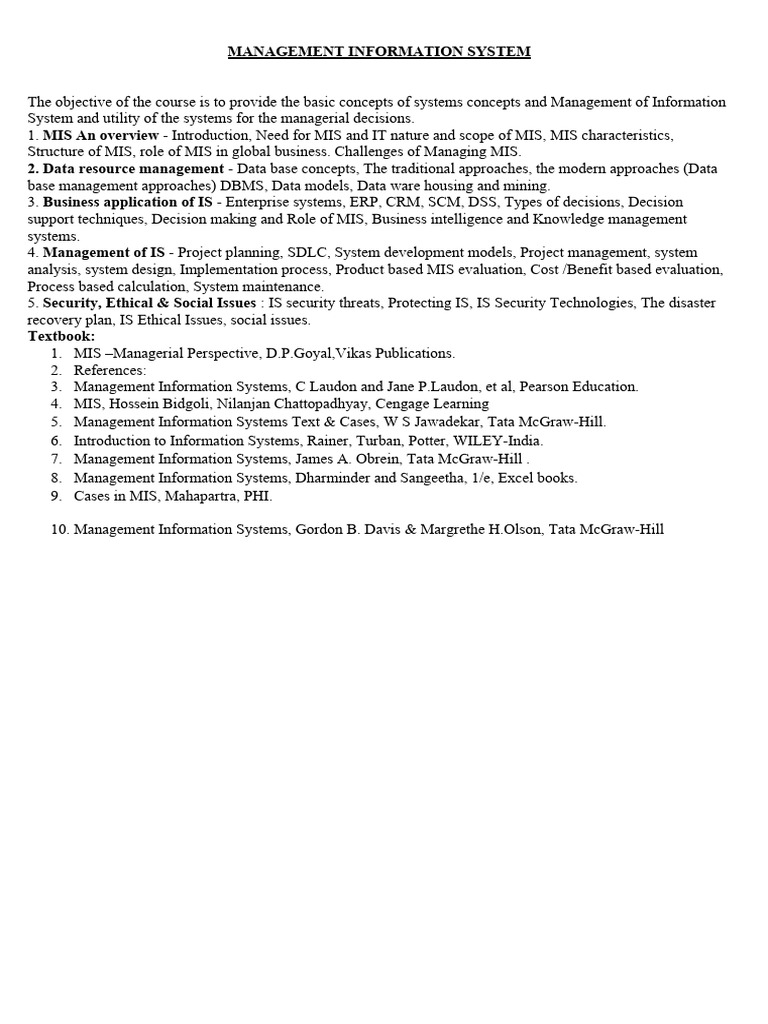 MIS UNIT 1 | Download Free PDF | Information System | Enterprise Resource Planning