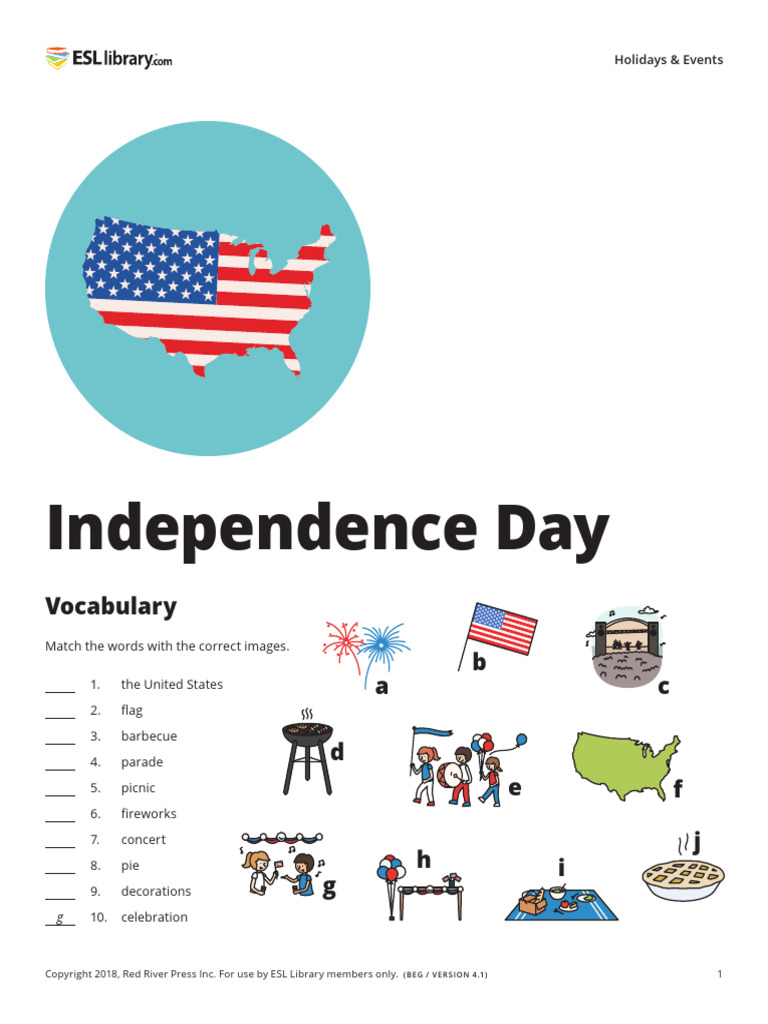 Independence Day - ESL Library | PDF | Independence Day (United States)