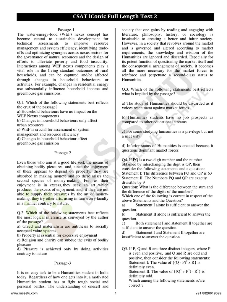 FLT 02 Questions CSAT ICONIC | PDF | Vaccines