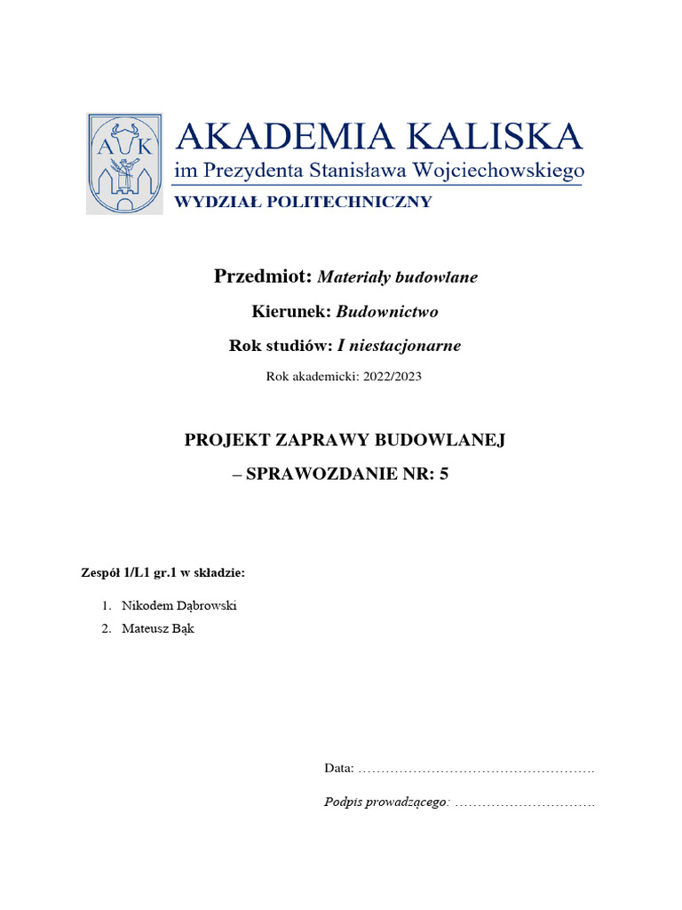 Sprawozdanie NR 5 | PDF