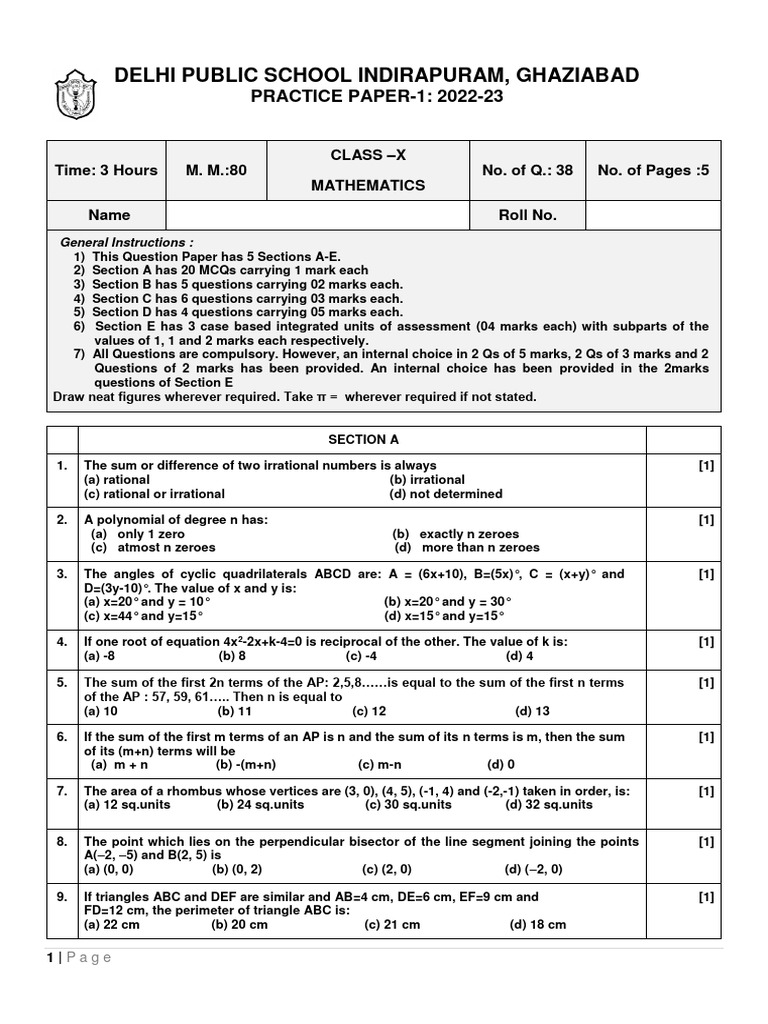 Practice Paper1 X | PDF | Cost Of Living | Circle