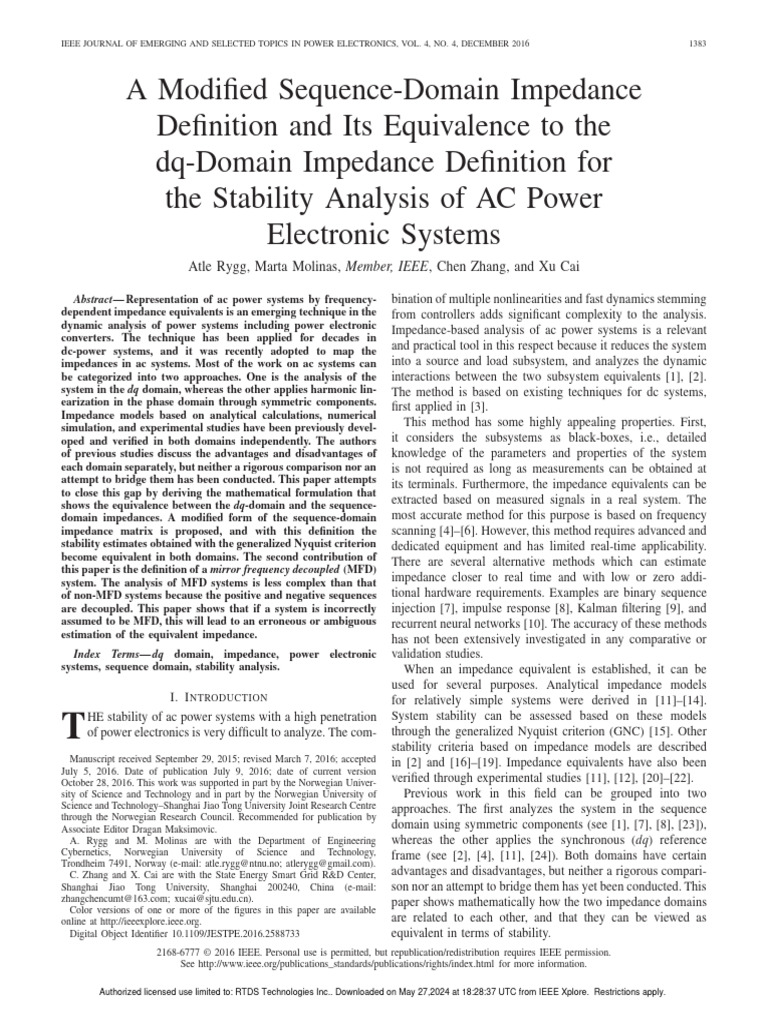 A Modified Sequence-Domain Impedance Definition and Its Equivalence To ...