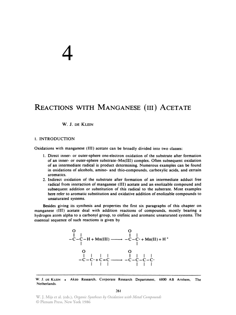 Reactions To Manganese Acetate | PDF | Manganese | Chemical Reactions