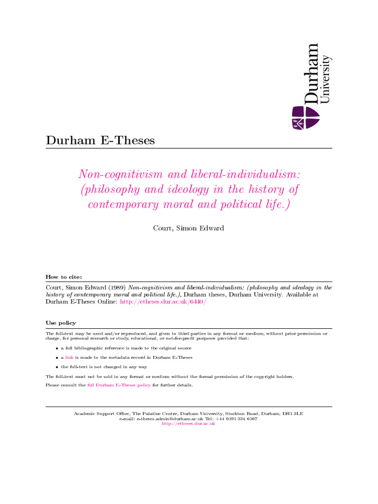 Non Cognitivism and Liberal Individualism | PDF | Knowledge | Epistemology