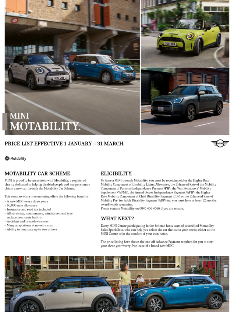 MINI Motability Price List Q1 2024 | PDF | Fuel Economy In Automobiles ...