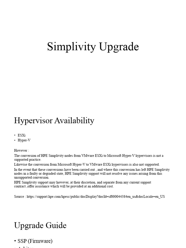 Simplivity Upgrade or Migrate | PDF | Hyper V | V Mware