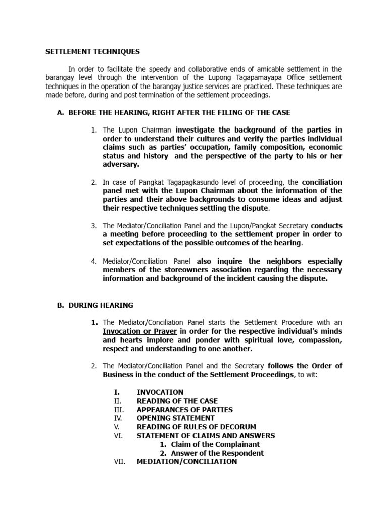 Settlement Techniques | PDF | Mediation | Government