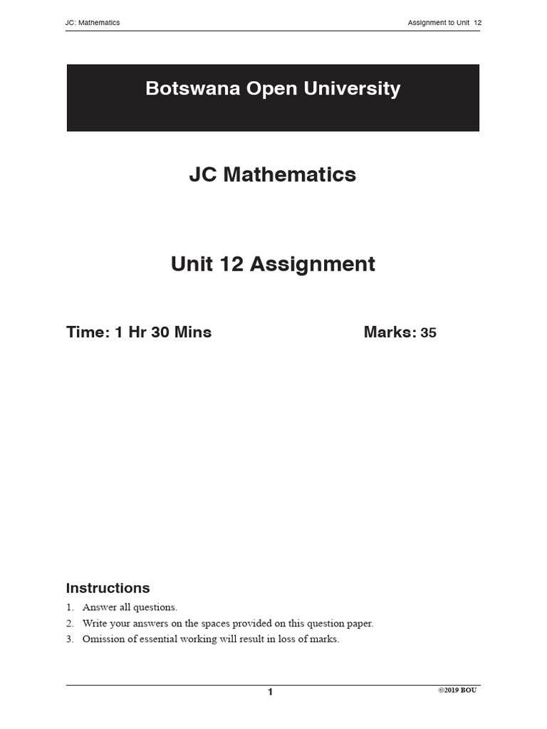 Maths Unit 12 Assignment | PDF