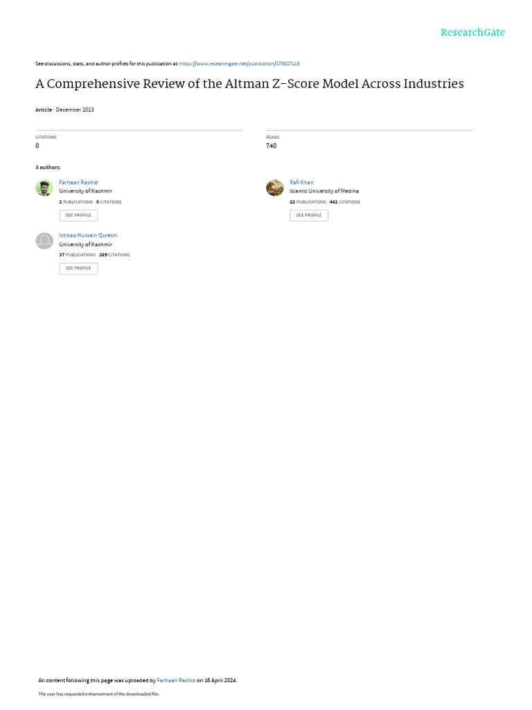 A Comprehensive Review of The Altman Z-Score Model Across Industries ...