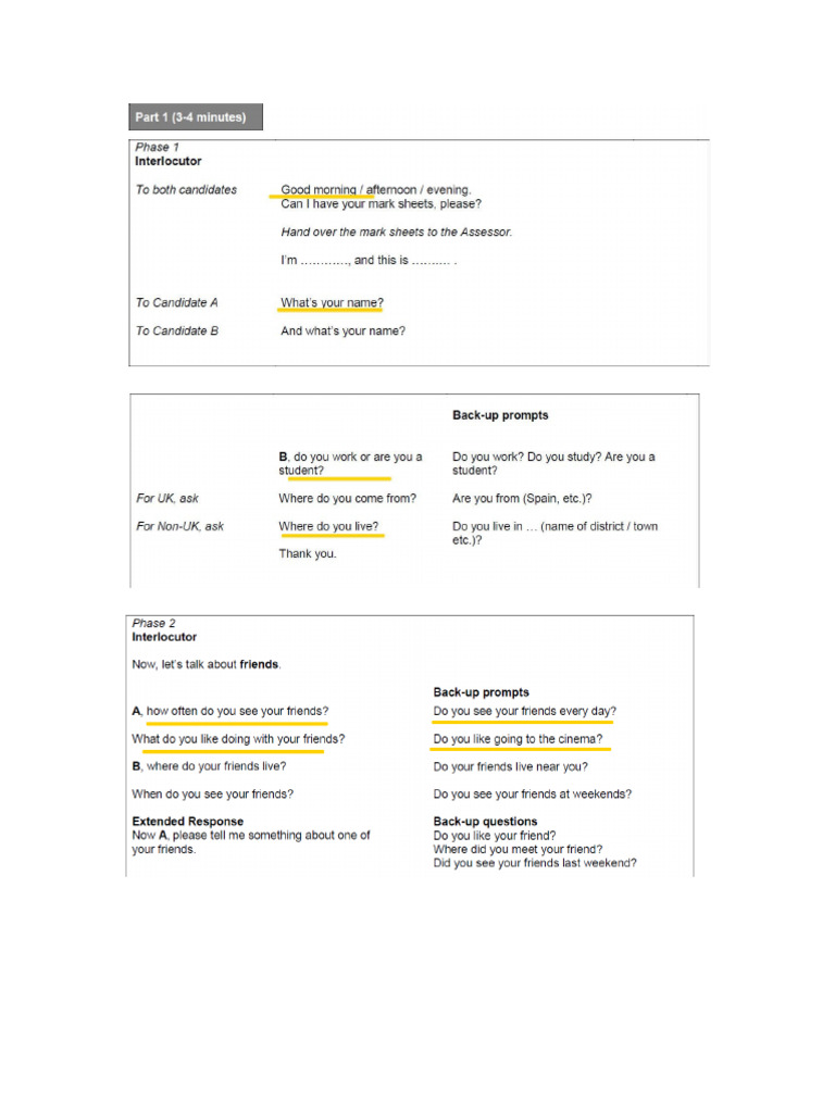 Speaking Test 1 | PDF