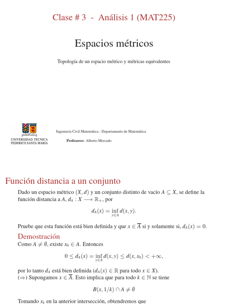 Clase3 Mat225-2024 | PDF | Espacio métrico | Función (Matemáticas)