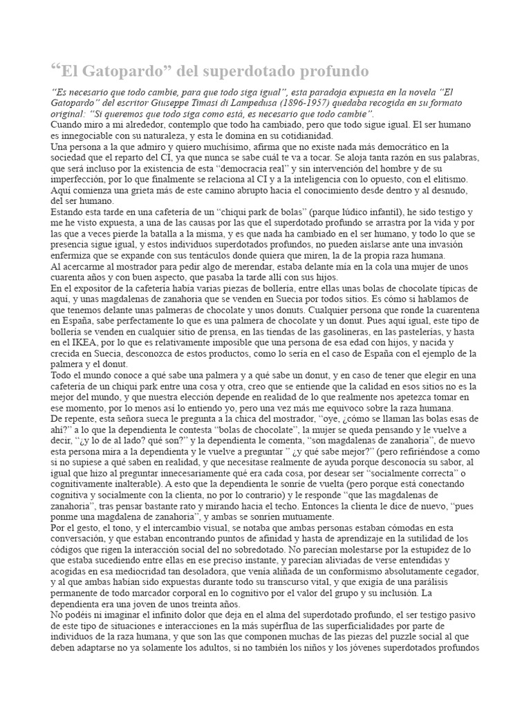 "El Gatopardo" Del Superdotado Profundo | PDF | Dotamiento intelectual